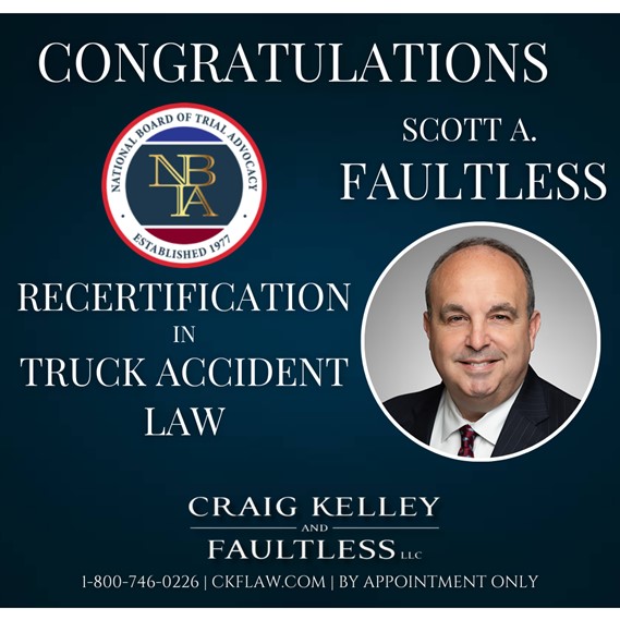 Scott Faultless Achieves Recertification in Truck Accident Law from the ...